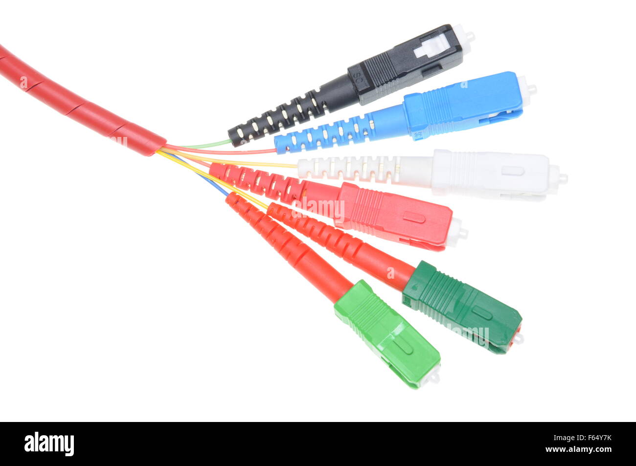 Fiber optic cables type sc isolated on white background Stock Photo - Alamy