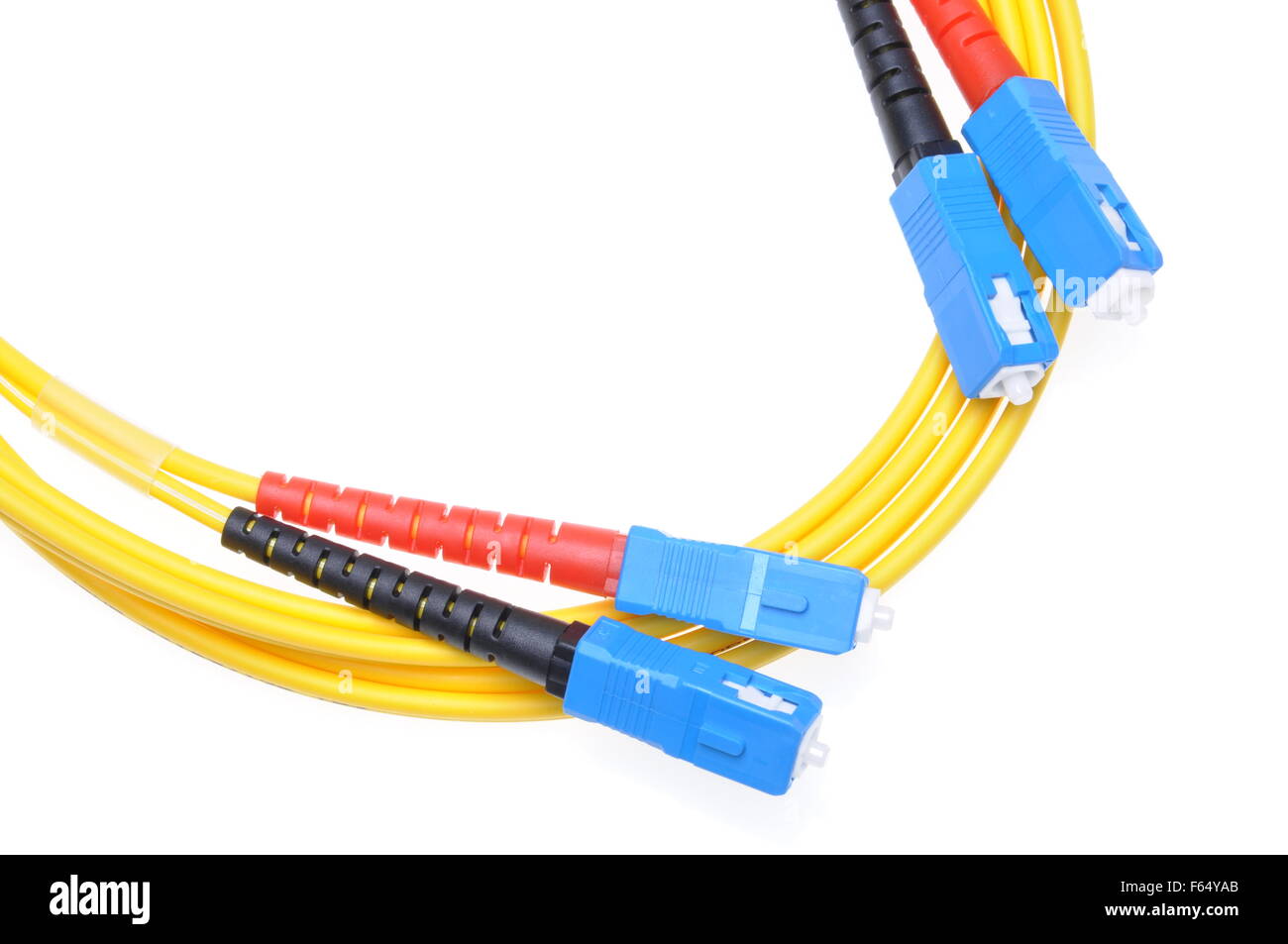 Fiber optic cables type sc isolated on white background Stock Photo - Alamy