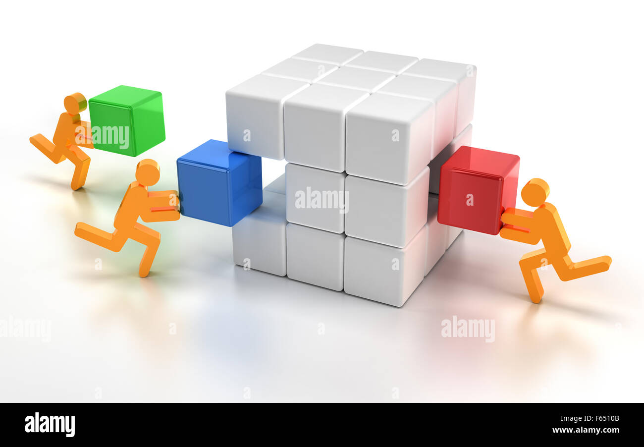 Fitting missing pieces of a puzzle cube Stock Photo - Alamy
