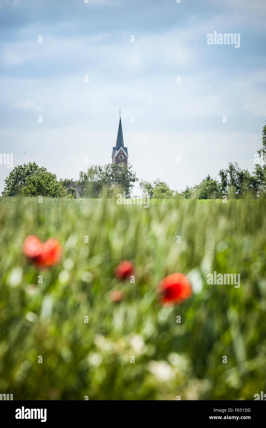 landscape with church in the distance Stock Photo - Alamy