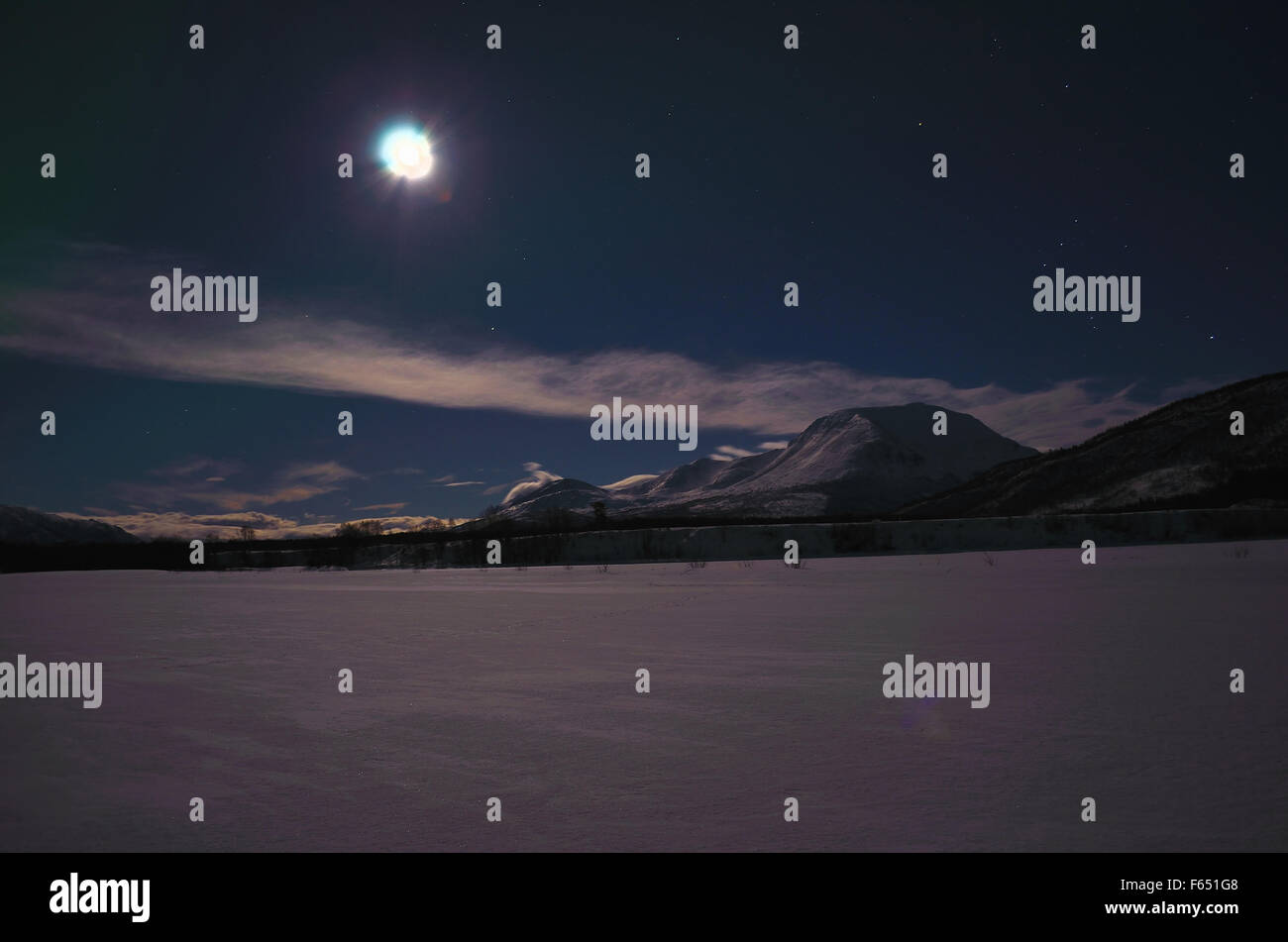 Full moon over snowy mountain hi-res stock photography and images - Alamy