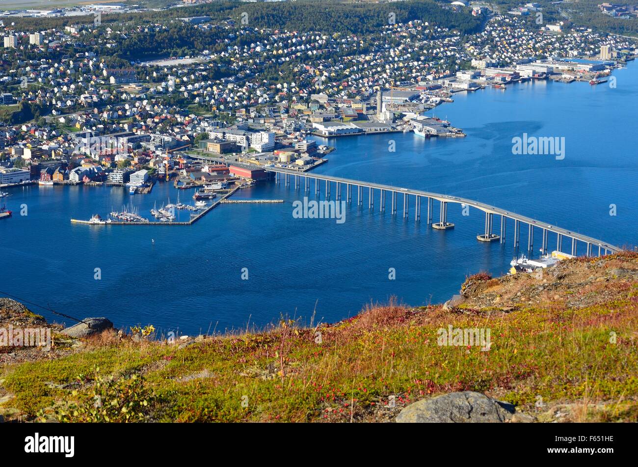 beautiful panoramic overview photo of tromso city island on a sunny ...