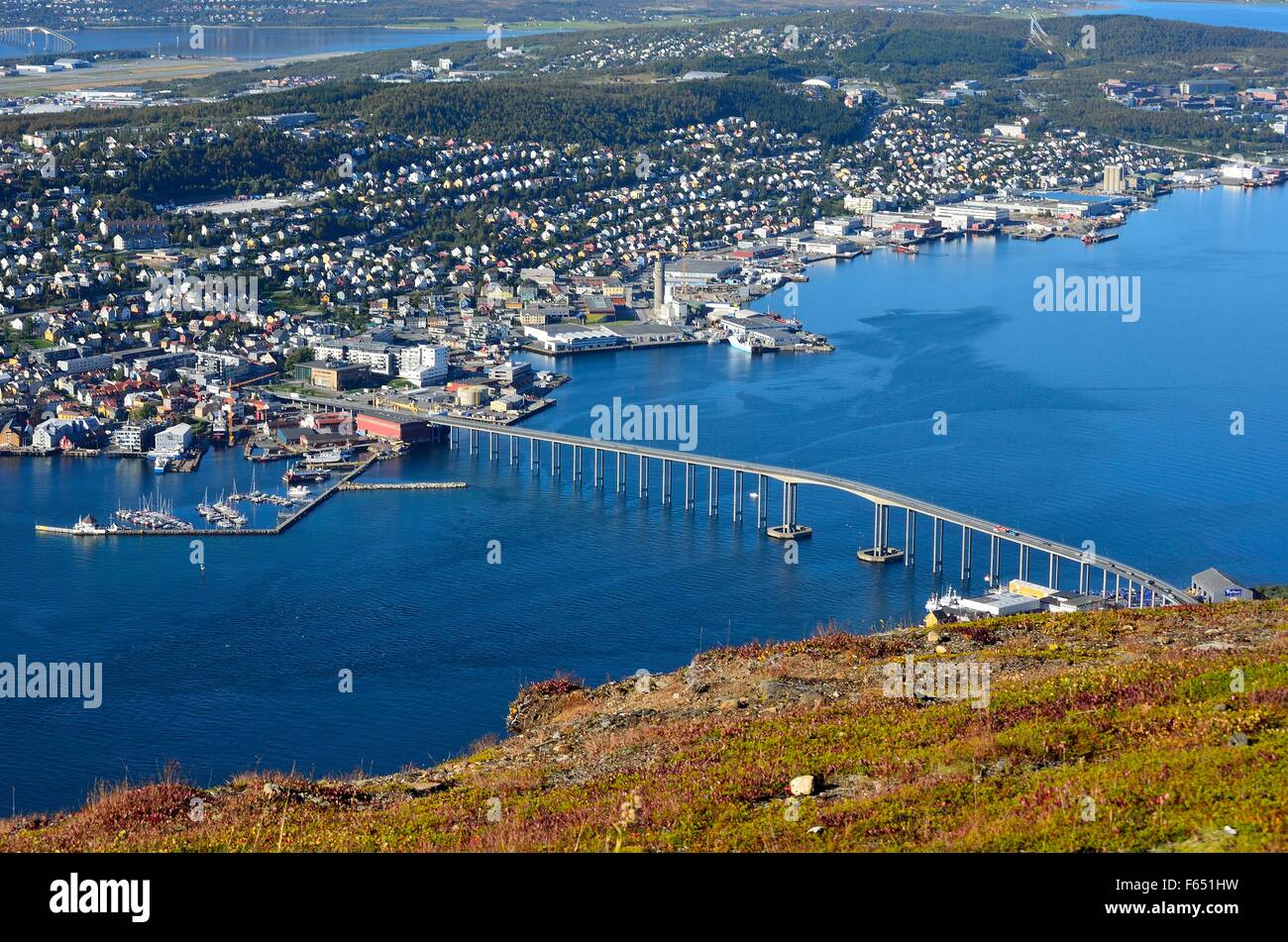 beautiful panoramic overview photo of tromso city island on a sunny ...