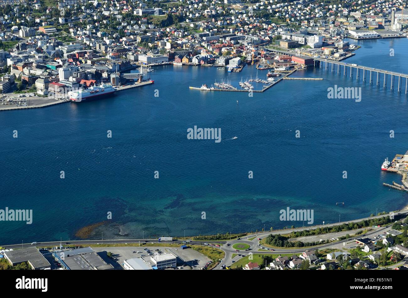 beautiful panoramic overview photo of tromso city island on a sunny ...