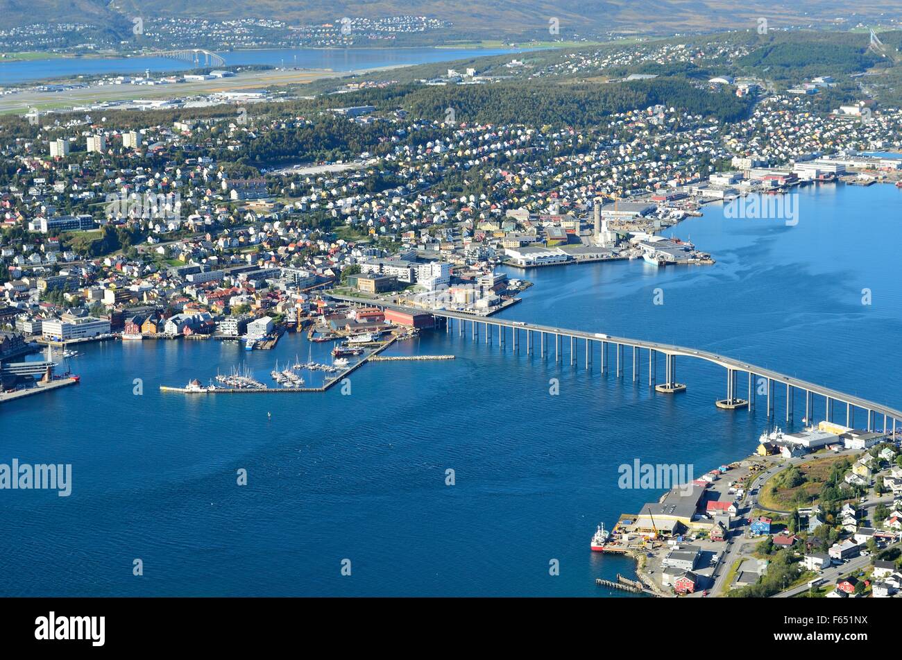 beautiful panoramic overview photo of tromso city island on a sunny ...