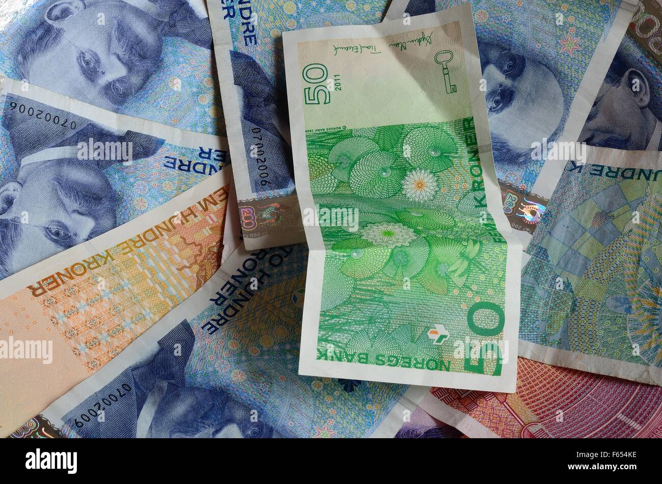 Norwegian paper money currency macro photo Stock Photo - Alamy