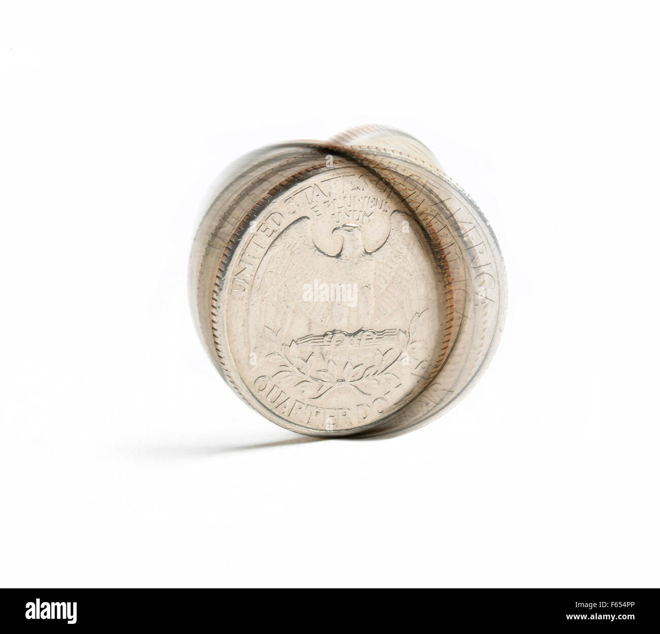 quarter spinning white background Stock Photo - Alamy