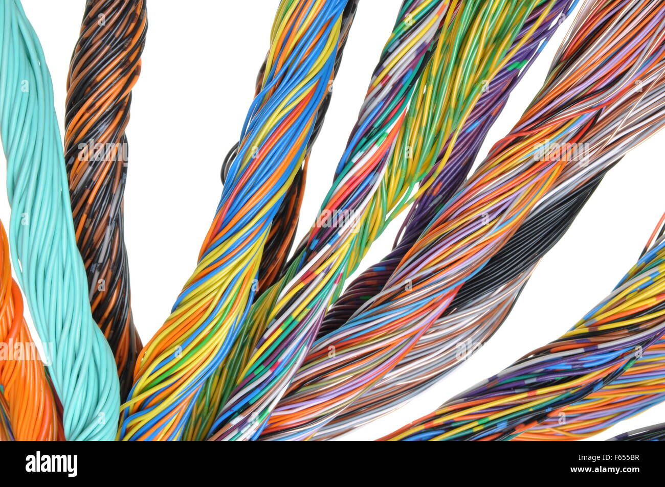 Network computer cables, abstract transmission in telecommunications ...