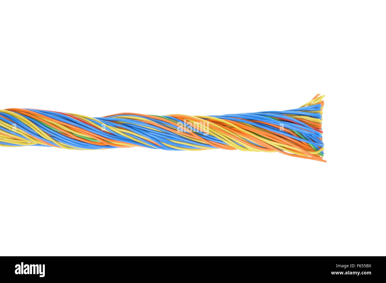 Bundles of electric computer cables on a white background Stock Photo ...