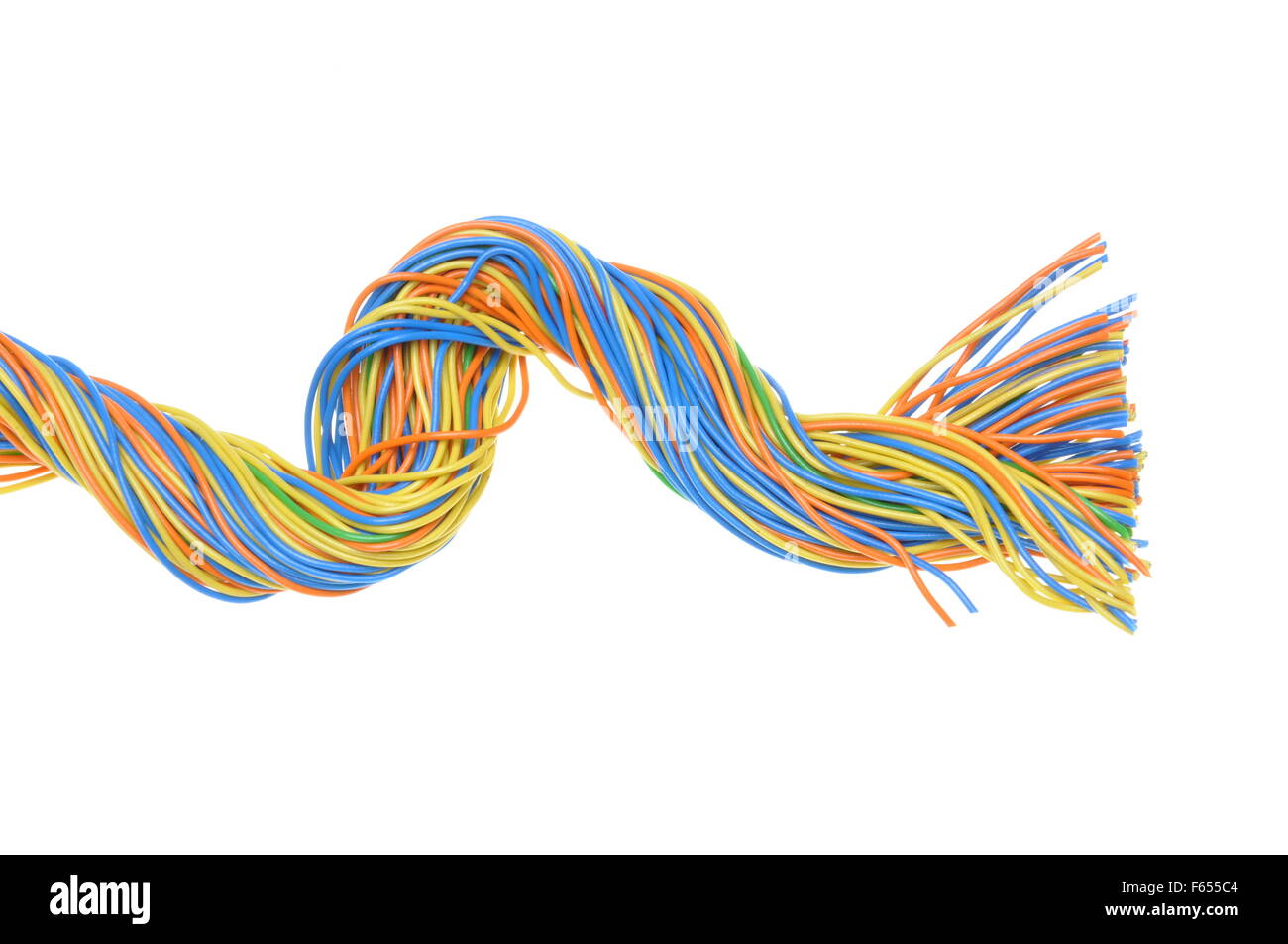 Bundles of electric computer cables on a white background Stock Photo ...