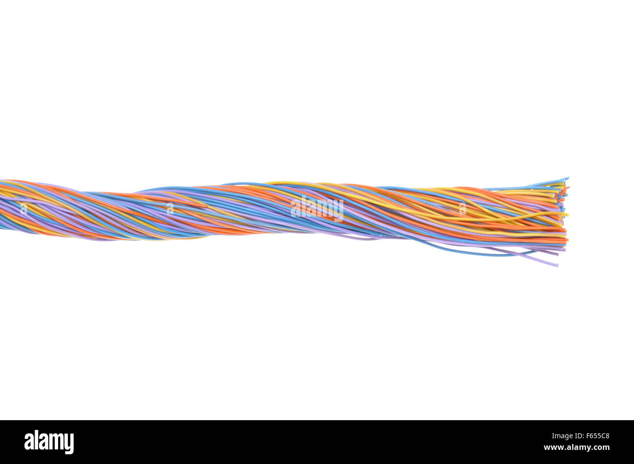 Bundles of electric computer cables on a white background Stock Photo ...