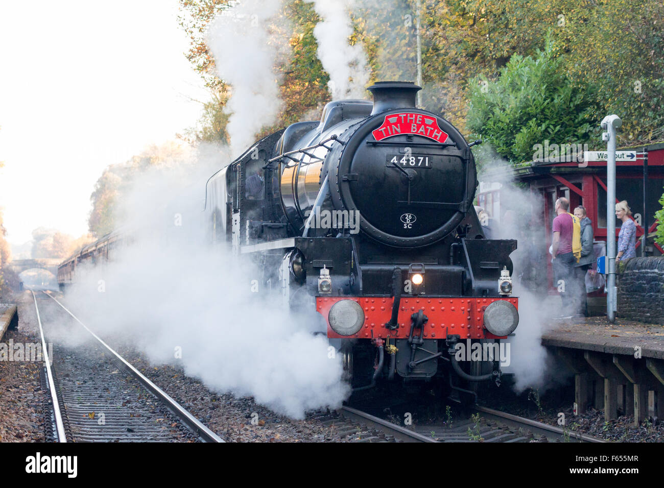 A steam train stopping at Stocksmoor station on the Sheffield to ...