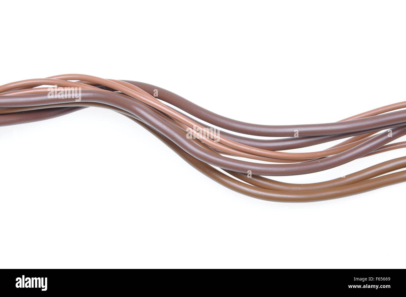 Brown electrical cables isolated on white background Stock Photo - Alamy