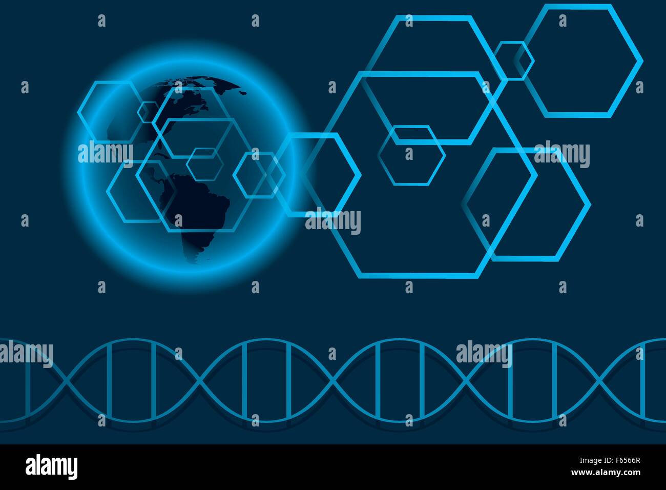 World of science - abstract illustration of usa-map with cells and DNA ...