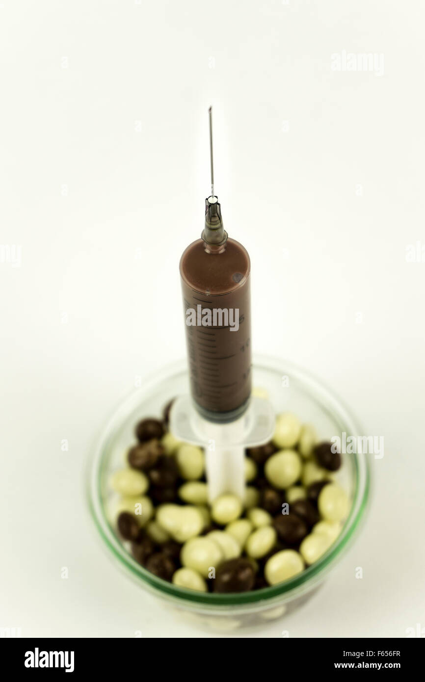 Colourful syringe in a jar with candy Stock Photo - Alamy