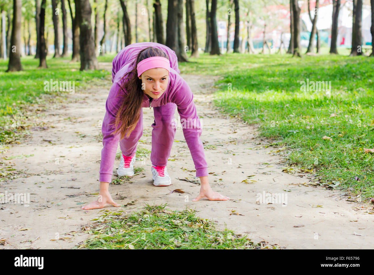Fitness Woman Running , female athlete, position ready for run, healthy ...