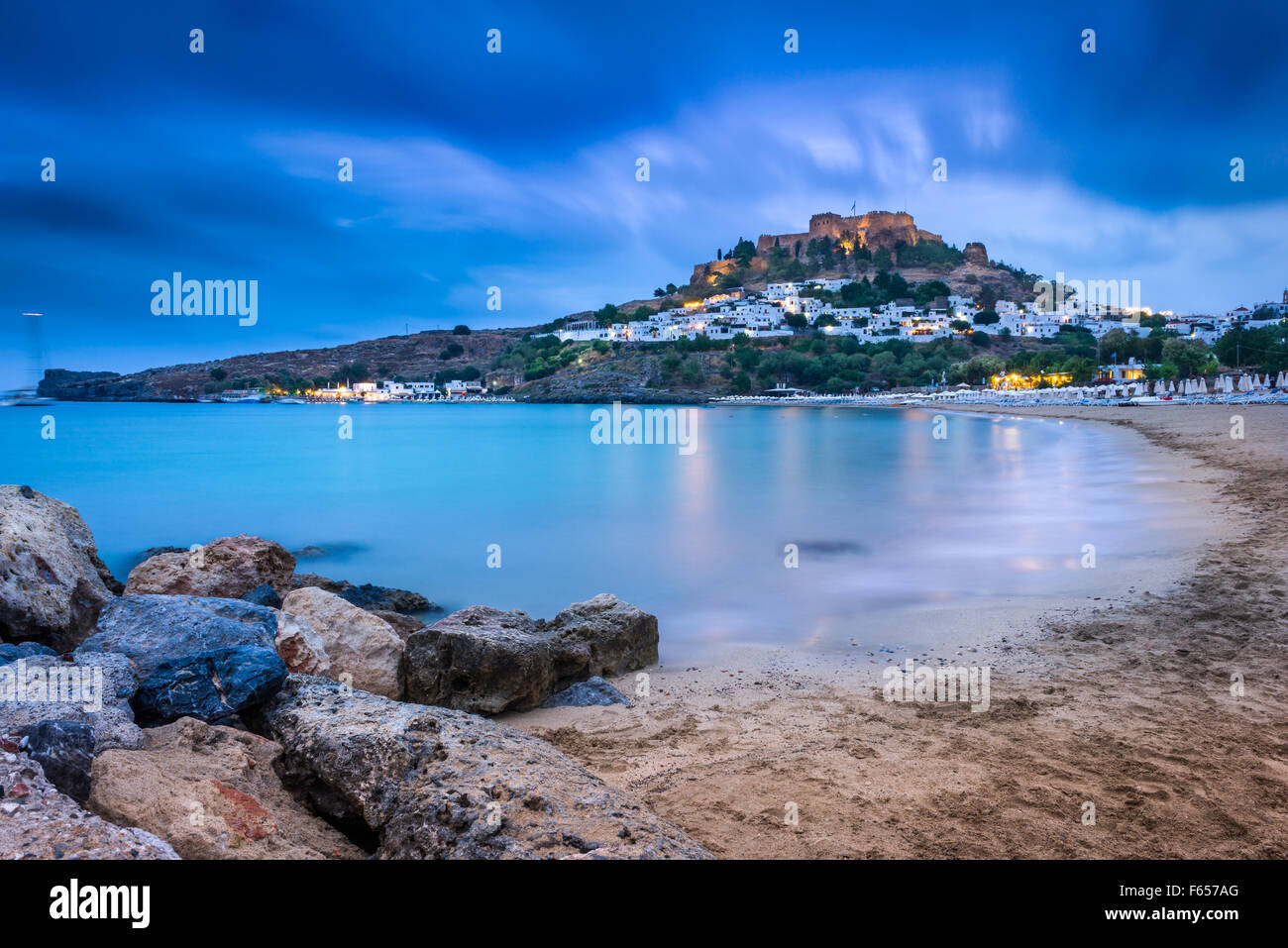 Megalos Gialos Lindos Stock Photo - Alamy