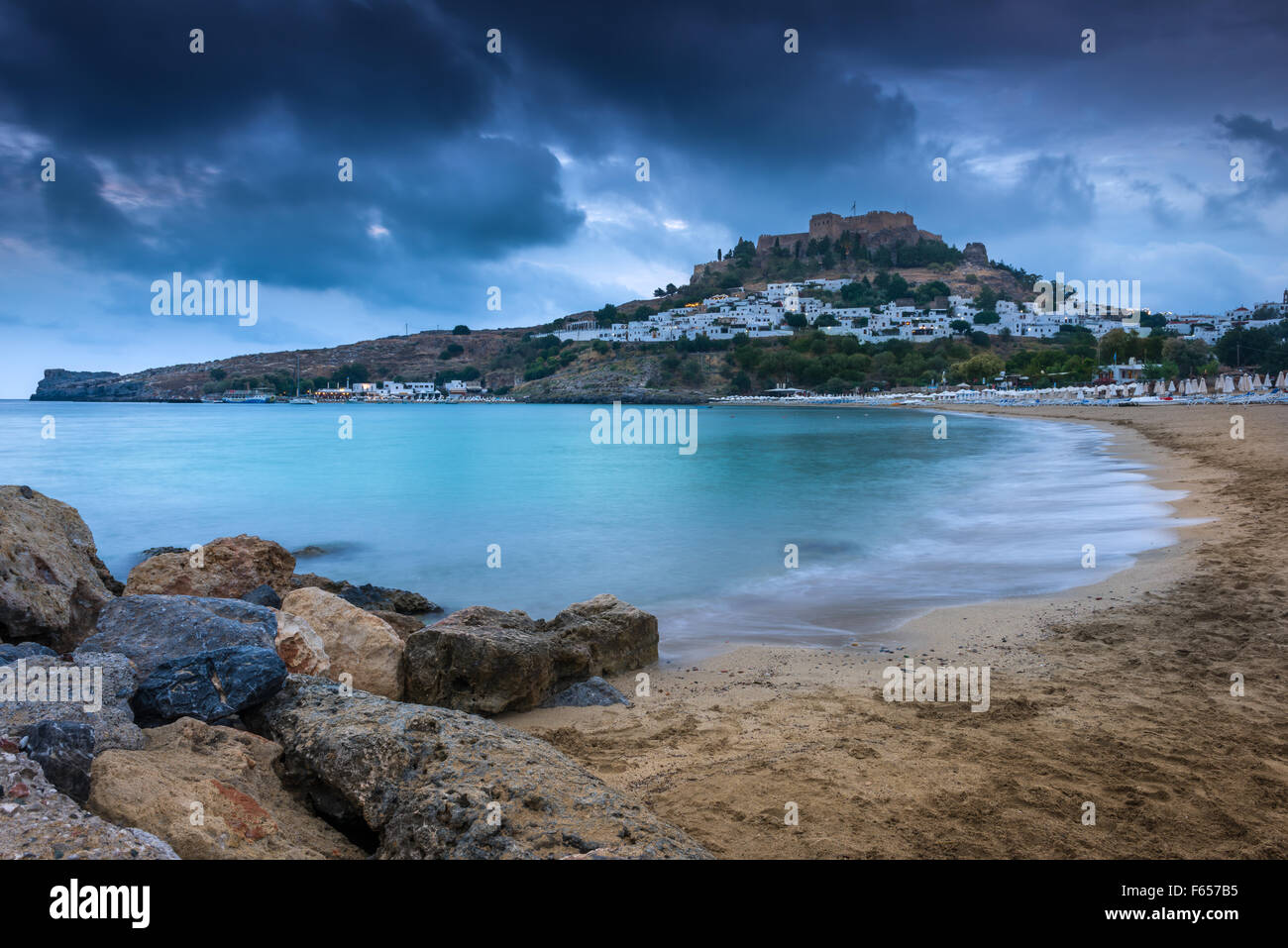 Megalos Gialos Lindos Stock Photo - Alamy