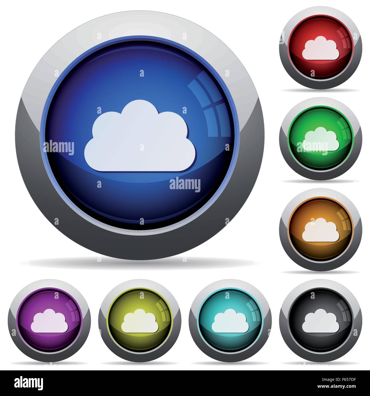 Set Of Round Glossy Cloud Buttons Arranged Layer Structure Stock Vector Image And Art Alamy