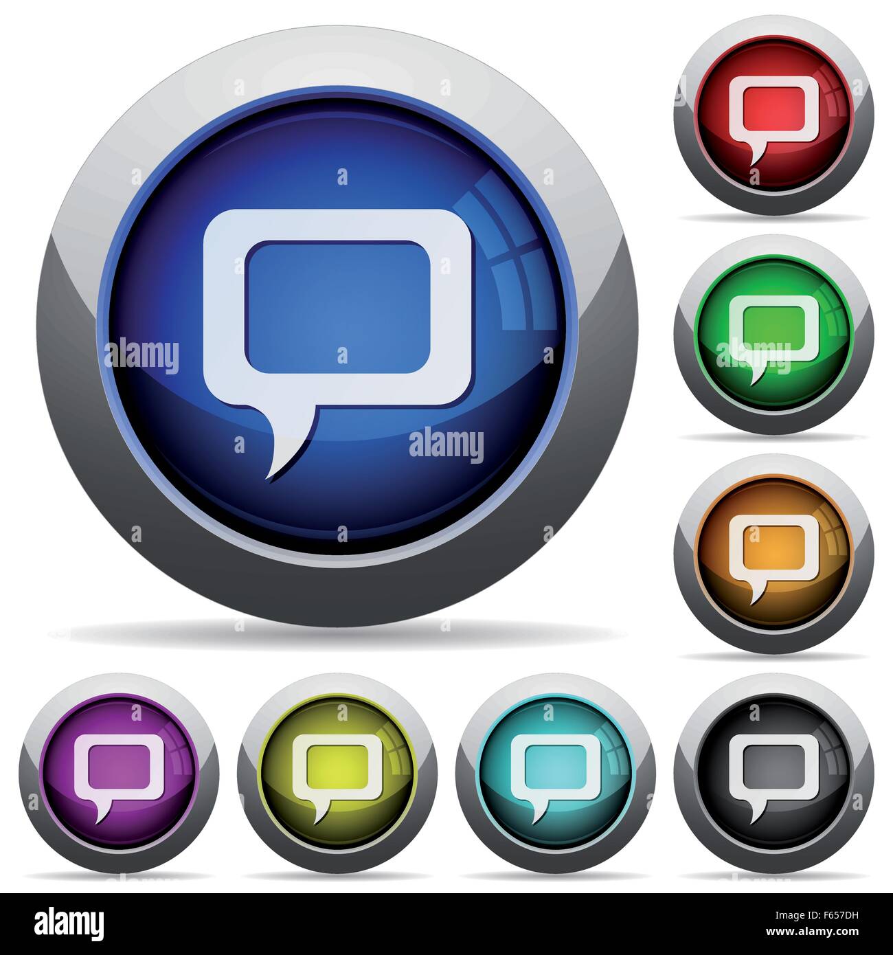 Set of round glossy comment buttons. Arranged layer structure Stock ...