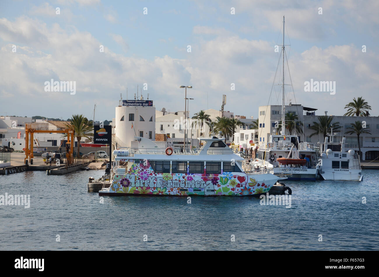 Happy Formentera ferry linking Ibiza and Formentera islands Stock Photo ...