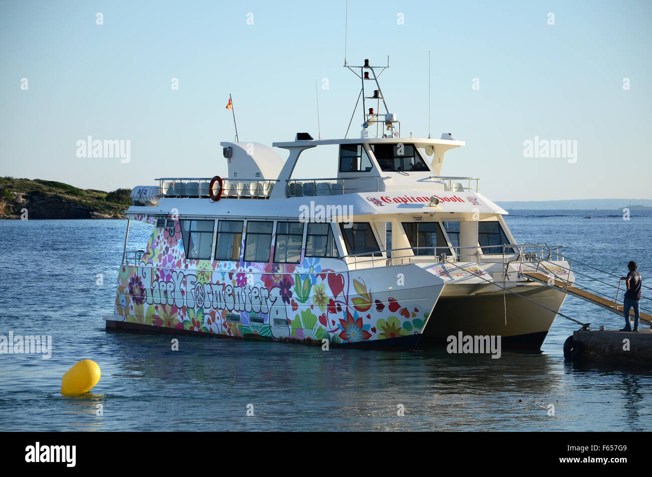 Happy Formentera ferry linking Ibiza and Formentera islands Stock Photo ...