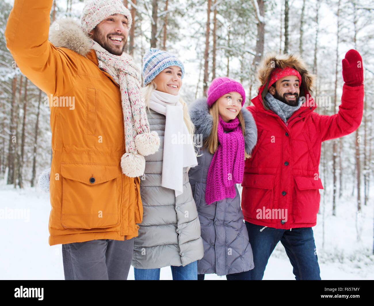 Happy family waving hands hi-res stock photography and images - Alamy