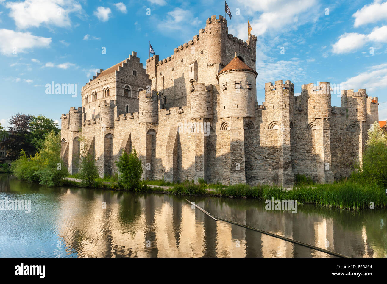 Medieval castle Gravensteen (Castle of the Counts) in Ghent, Belgium ...