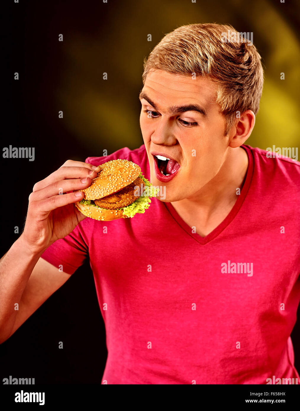 Man eating big sandwich Stock Photo - Alamy