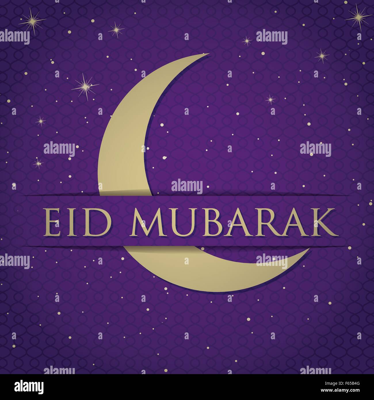 Gold crescent moon "Eid Mubarak" (Blessed Eid) card in vector format ...