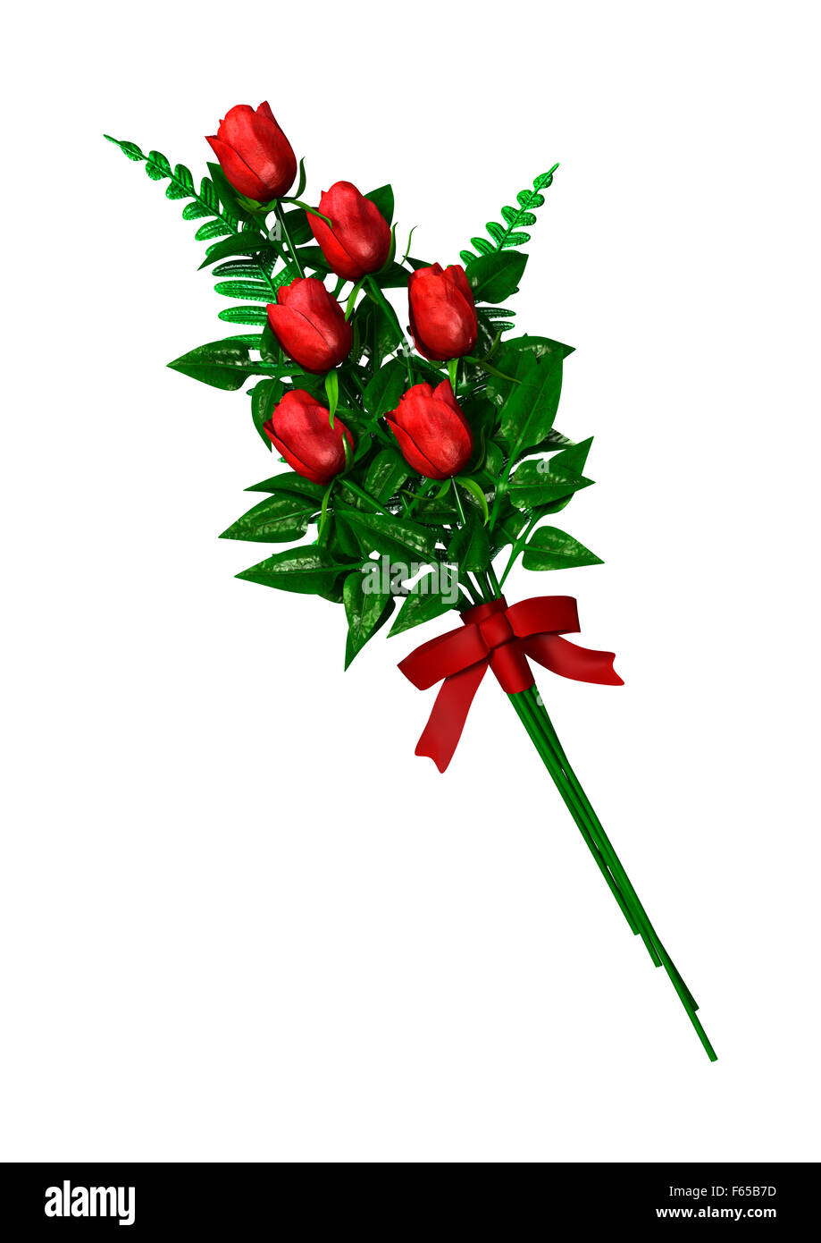 3D digital render of red rose flowers isolated on white background ...