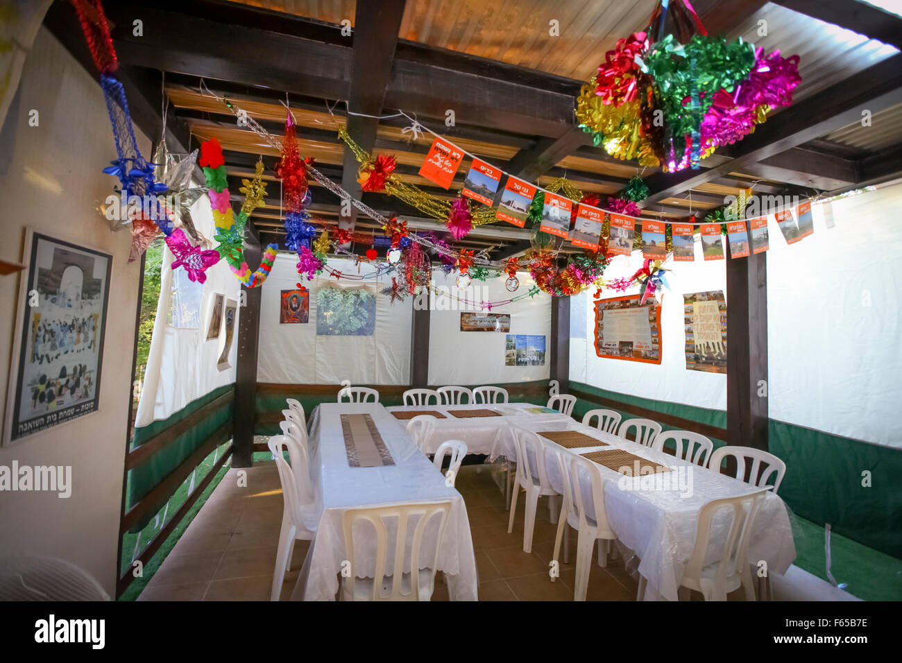 Interior of a decorated Sukkah Stock Photo - Alamy