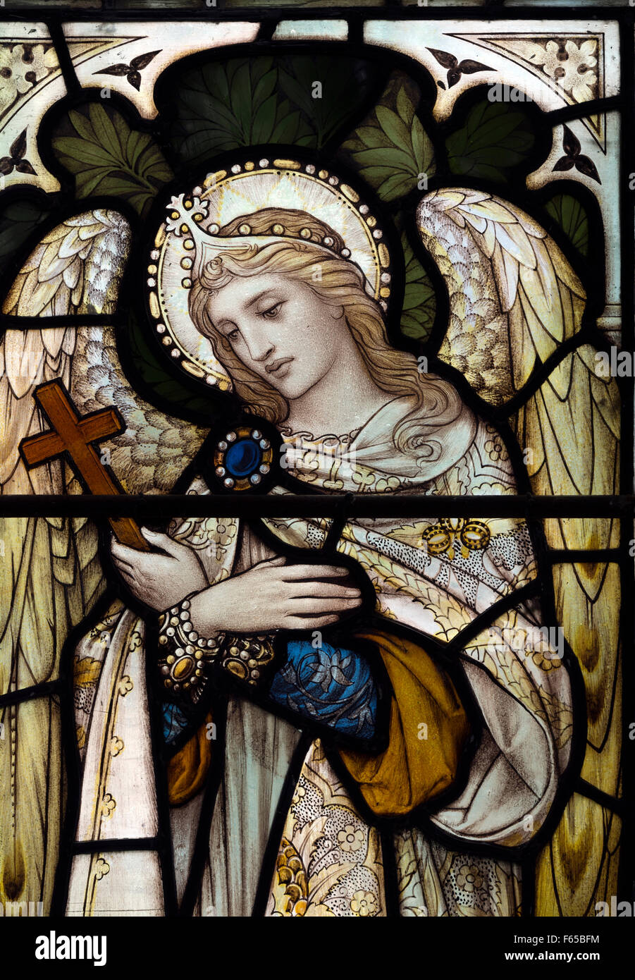 Angel stained glass, All Saints Church, Sudborough, Northamptonshire ...