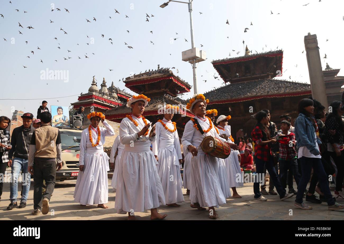 Kathmandu, Nepal. 12th Nov, 2015. People from Newar community ...