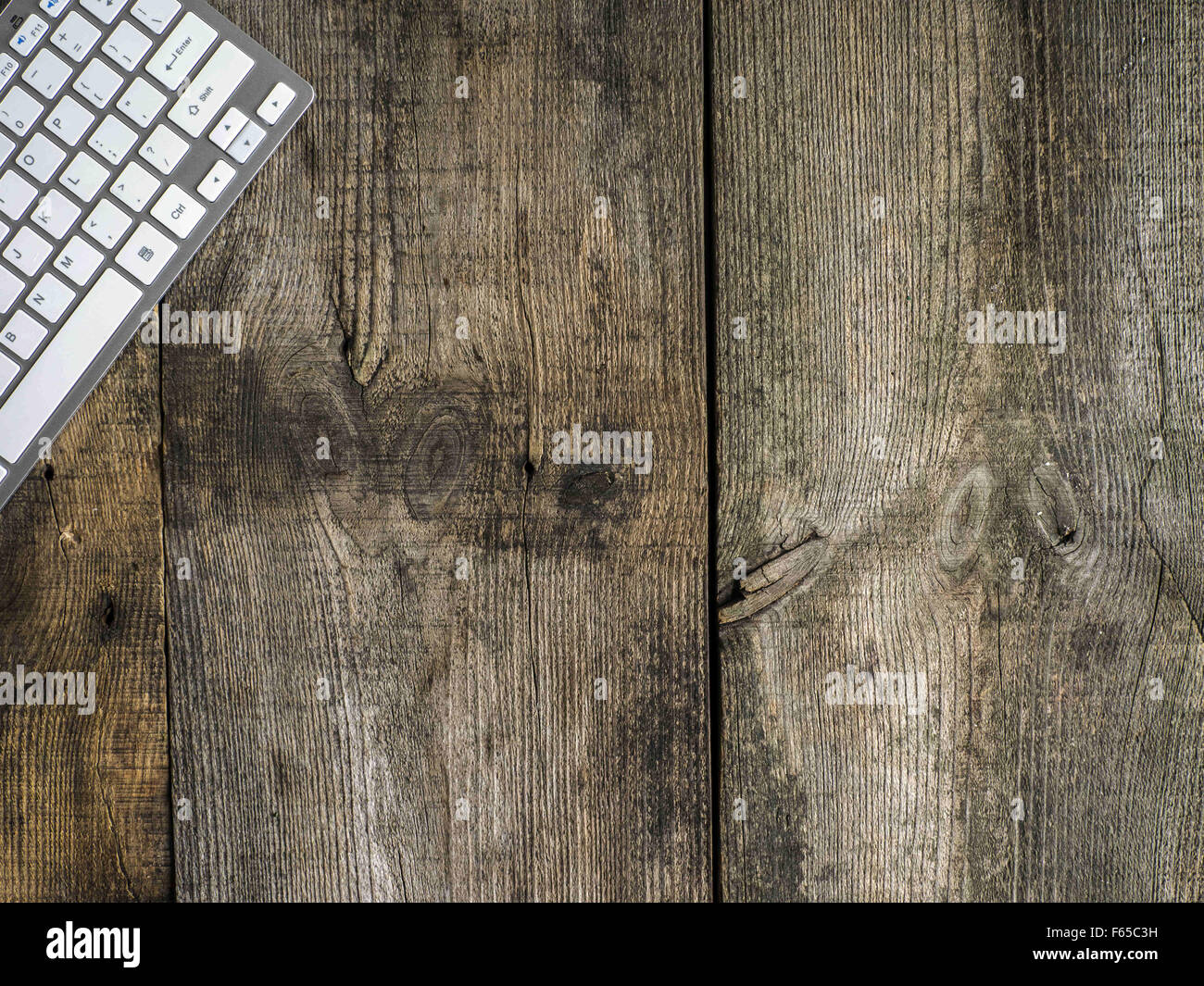 Nov. 8, 2015 - PC keyboard on old weathering wooden table © Igor ...