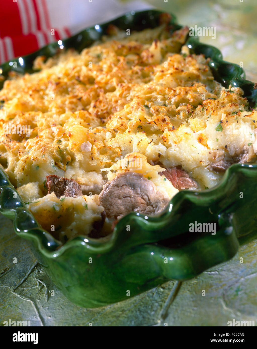 Three meat and mashed potato pie Stock Photo - Alamy