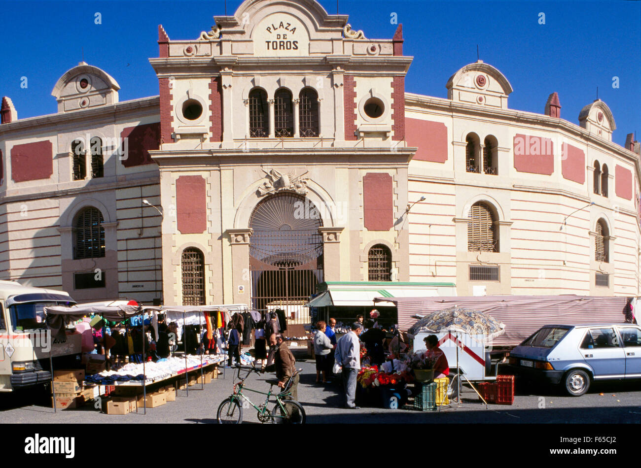 Gypsy Market in front of Plaza de Toros, Almeria, Spain Stock Photo - Alamy