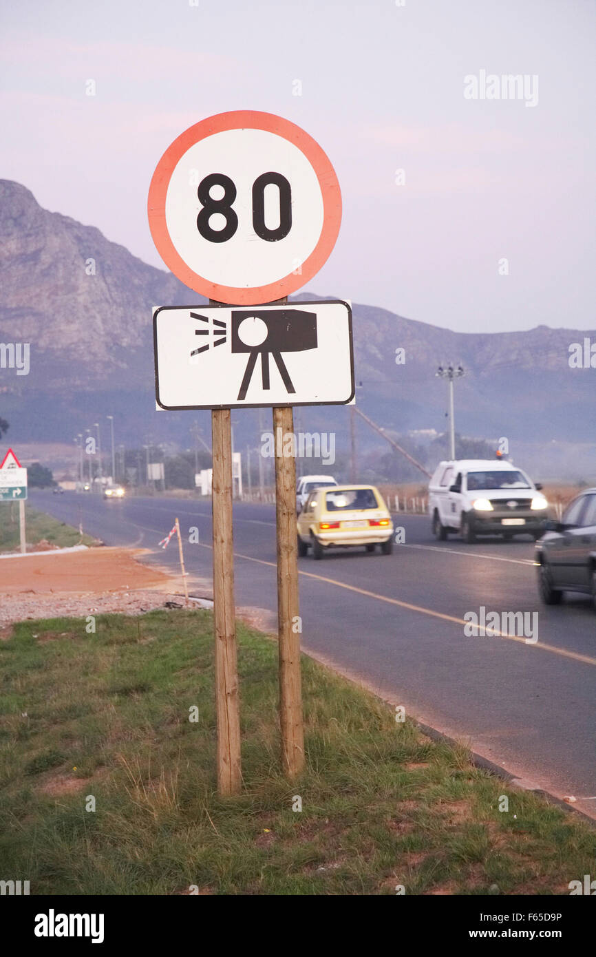 Radar sign on highway in Franschhoek, South Africa Stock Photo - Alamy