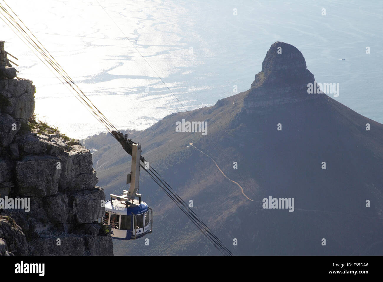 View of Table Bay from Table mountain, Cape Town, South Africa, aerial ...