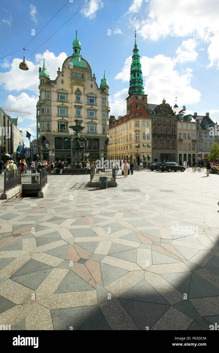 People at Stork Fountain in Amager Square, Copenhagen, Denmark Stock ...