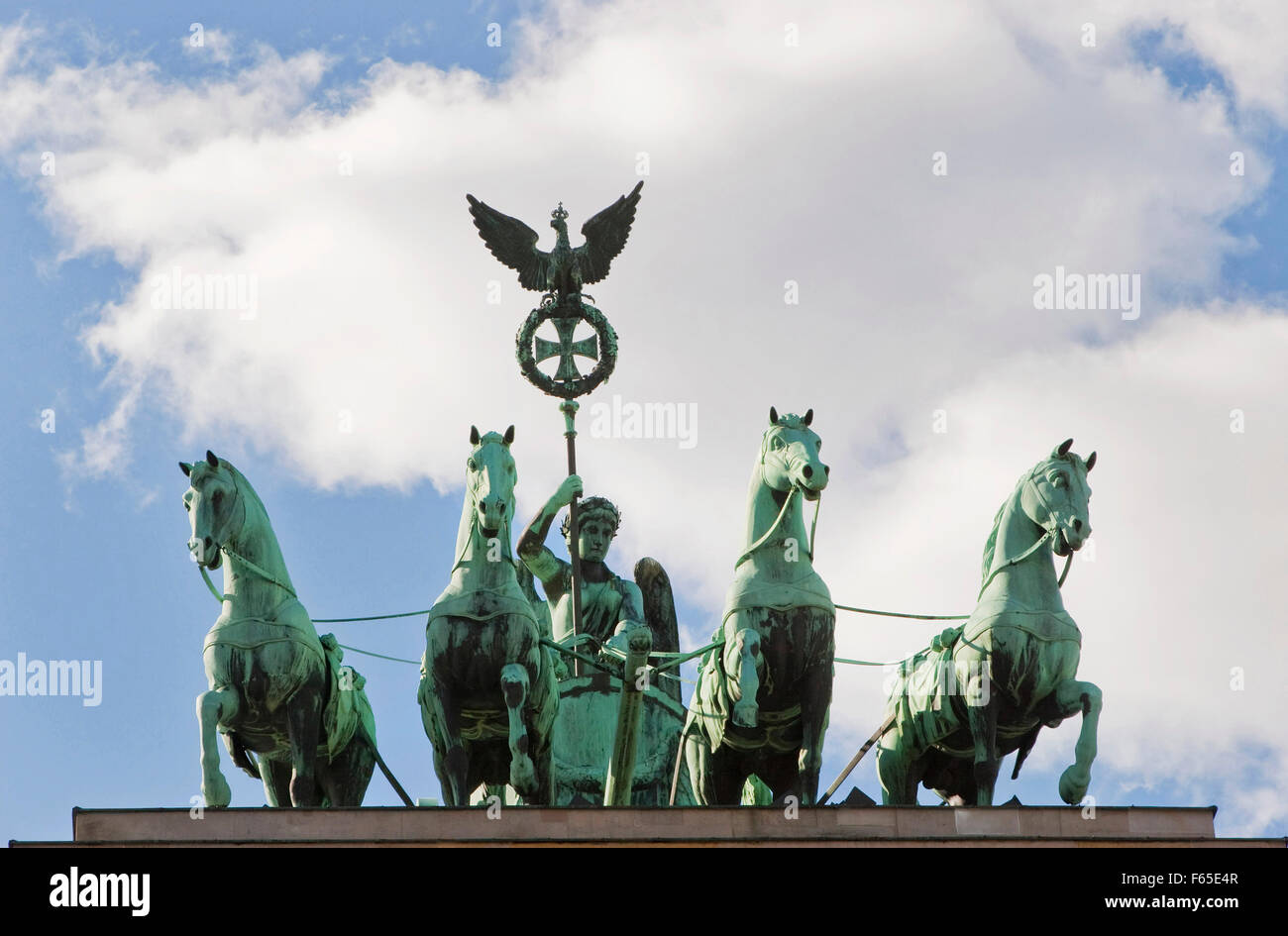 Statue of Quadriga on top of Brandenburg Gate, Berlin, Germany Stock ...