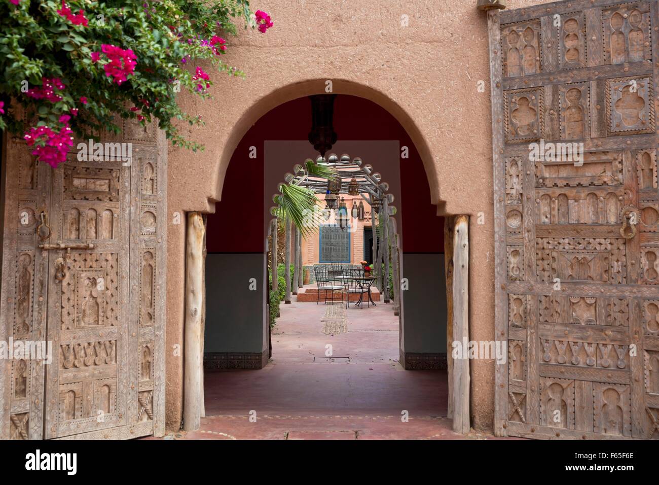 A view through a doorway into the Beldi Country Club, hotel complex on ...