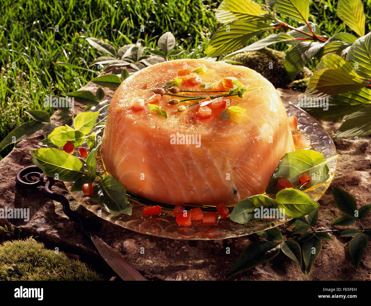 Two salmon charlotte Stock Photo - Alamy