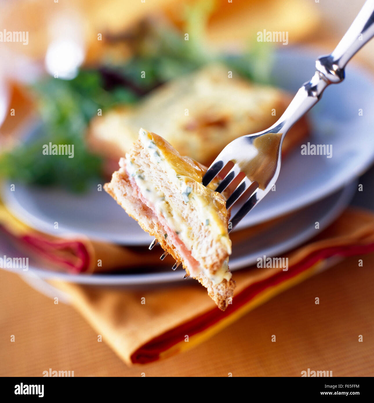 Ham,cheese and chive toasted sandwich Stock Photo - Alamy