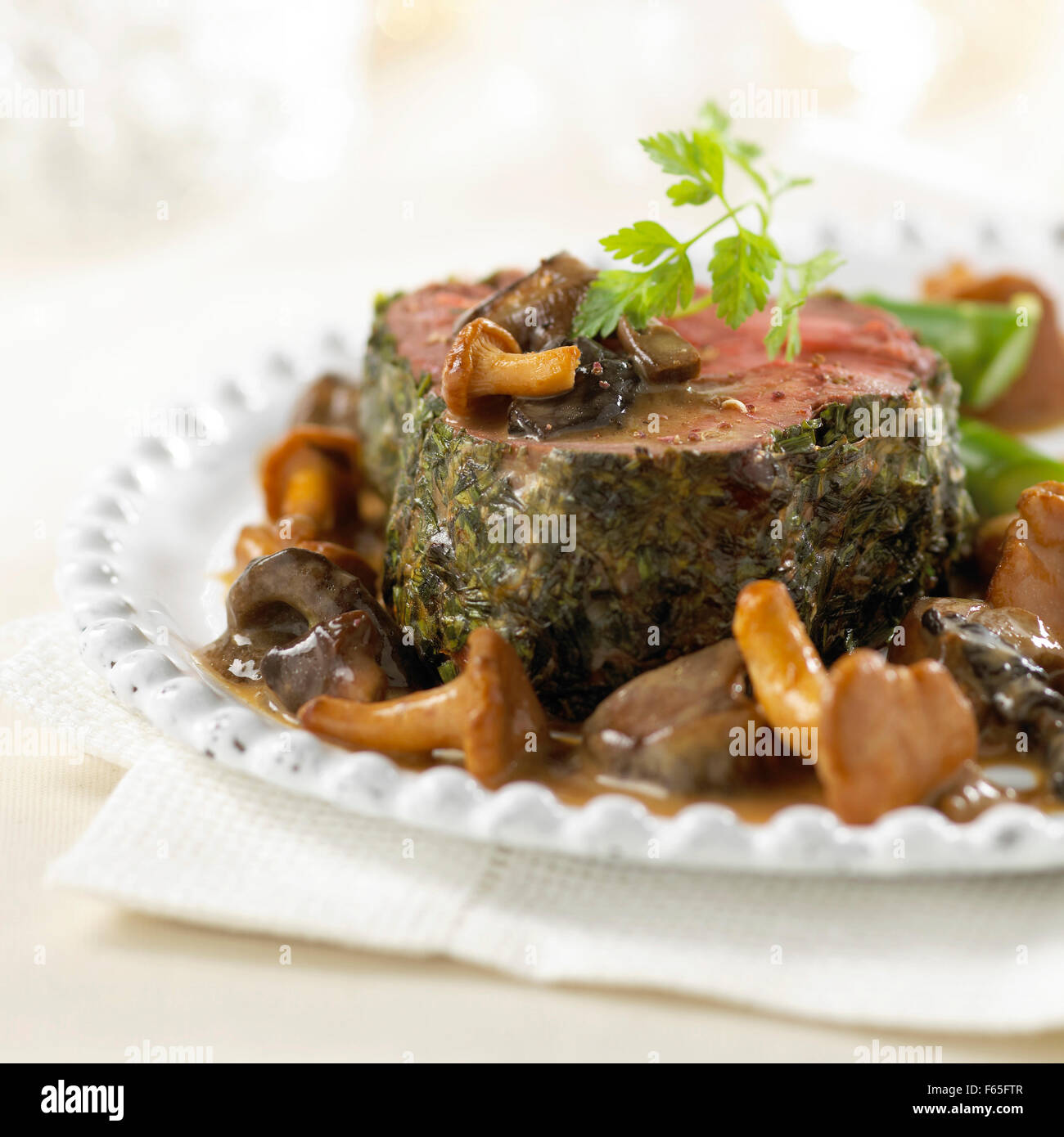 fillet of beef in herb crust Stock Photo - Alamy