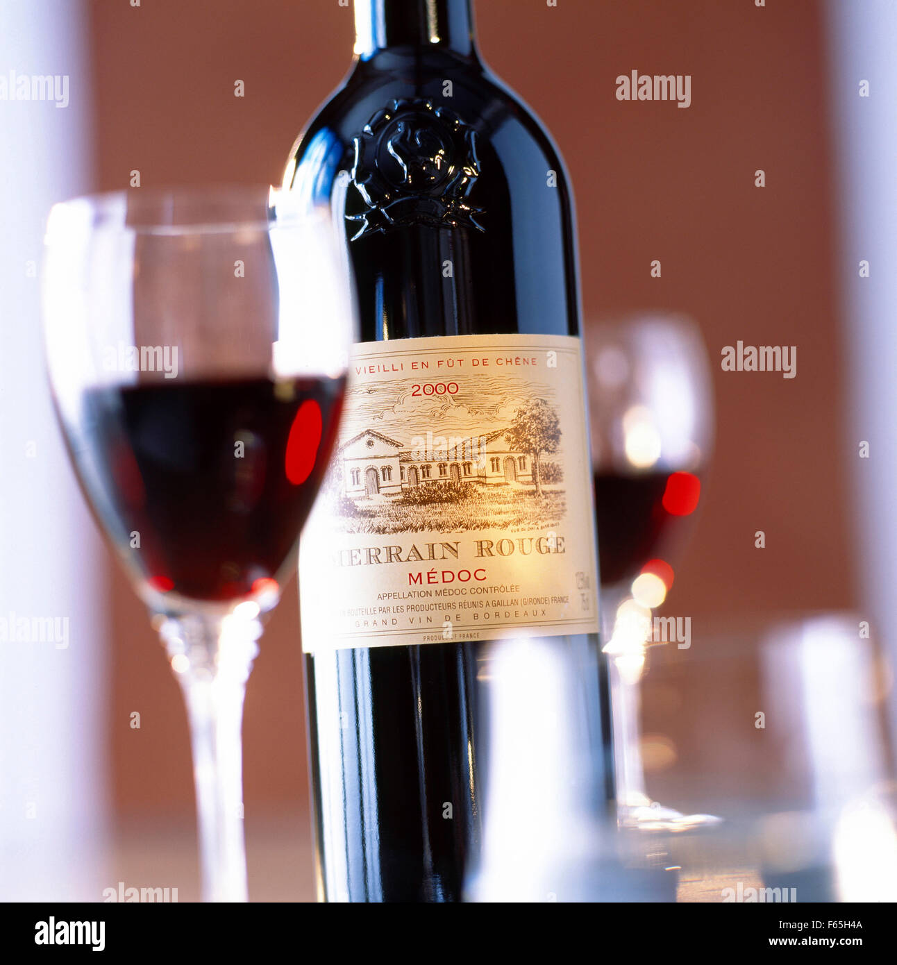 Bottle of Merrain red wine Stock Photo - Alamy