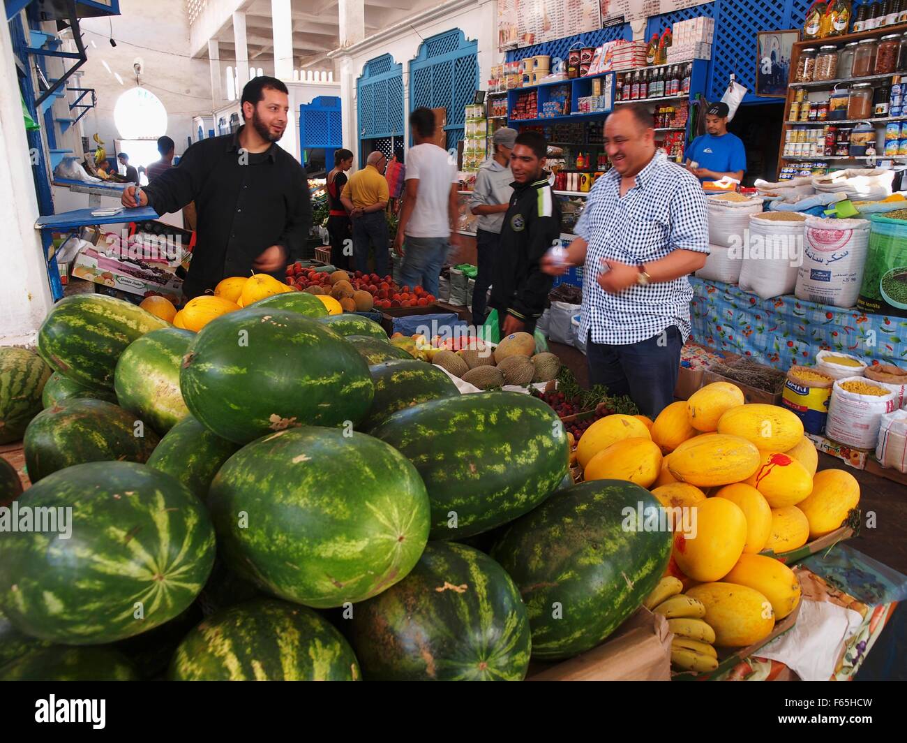 A fruit stand in a market hall in Larache, Morocco Stock Photo - Alamy