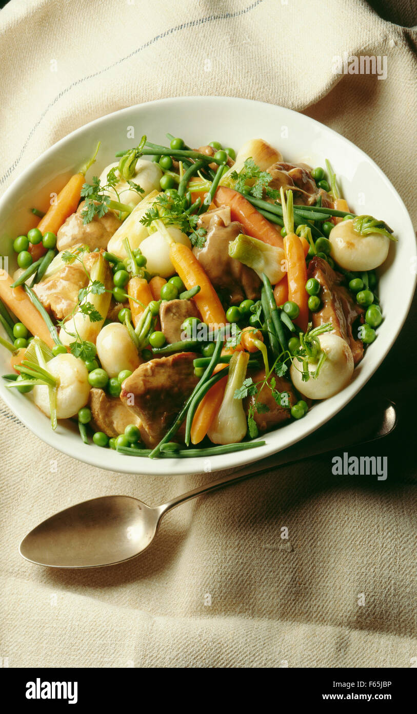 Lamb navarin with young vegetables Stock Photo - Alamy
