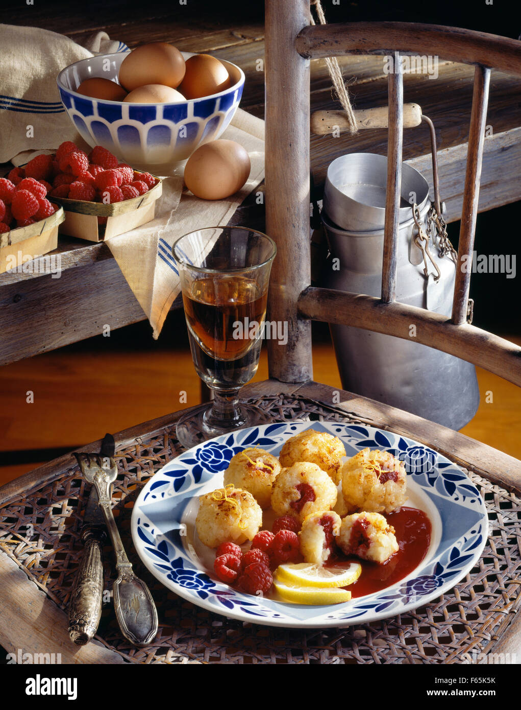 rice pudding balls with raspberries (topic: balls of food Stock Photo ...