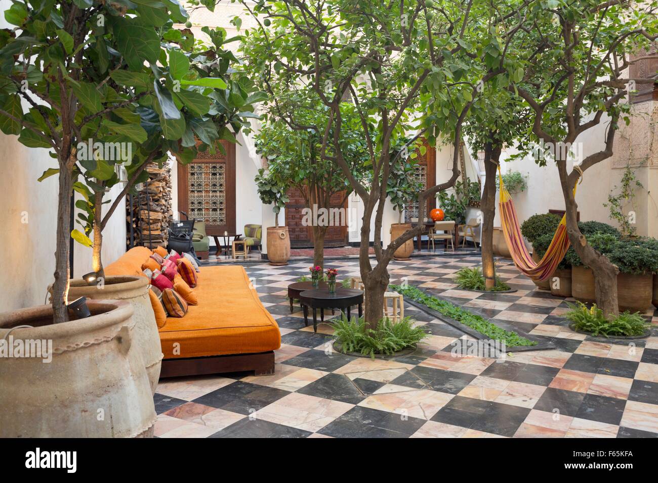 The courtyard of the El Fenn, Riad Boutique Hotel belonging to Vanessa ...